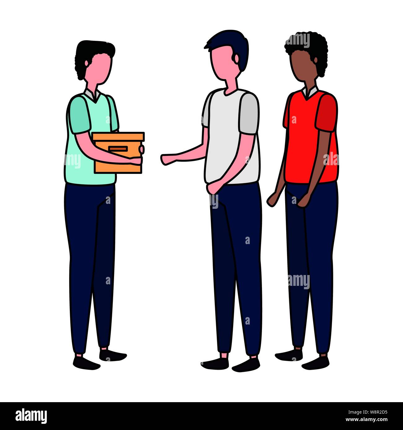 elegant businessmen workers lifting boxes Stock Vector Image & Art - Alamy