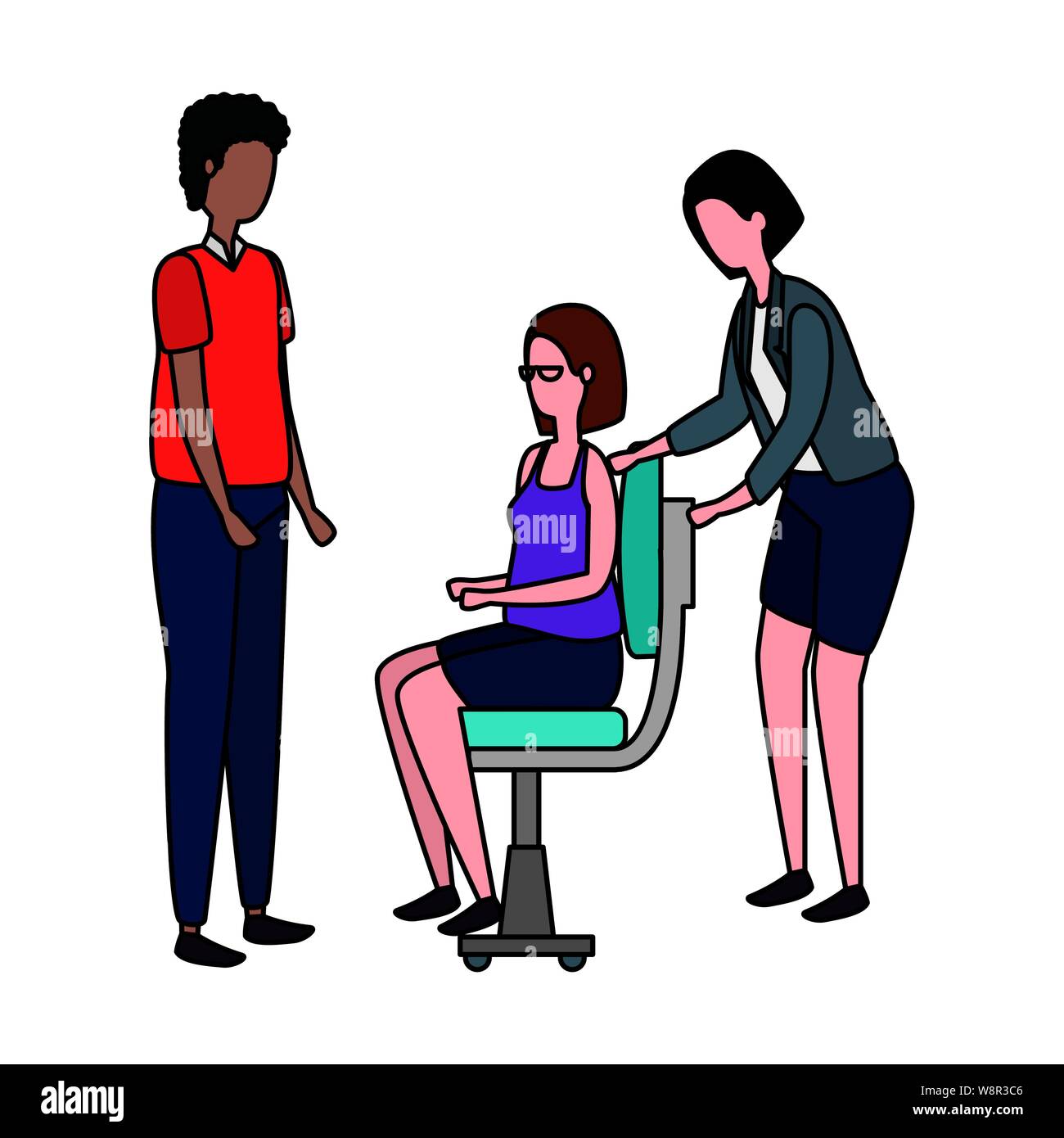 elegant business people workers seated in office chairs Stock Vector ...