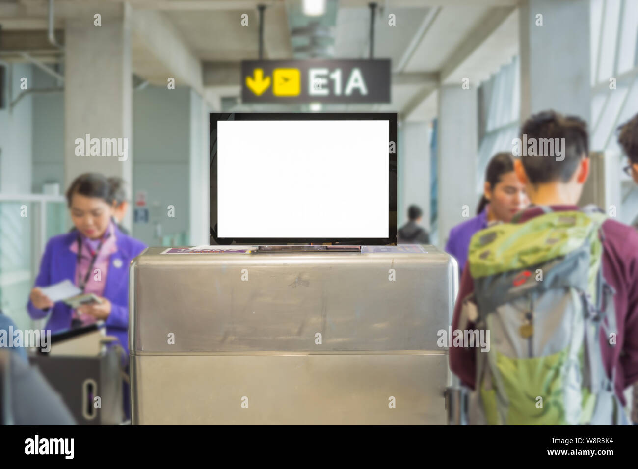 blank advertising billboard at airport background large LCD ...
