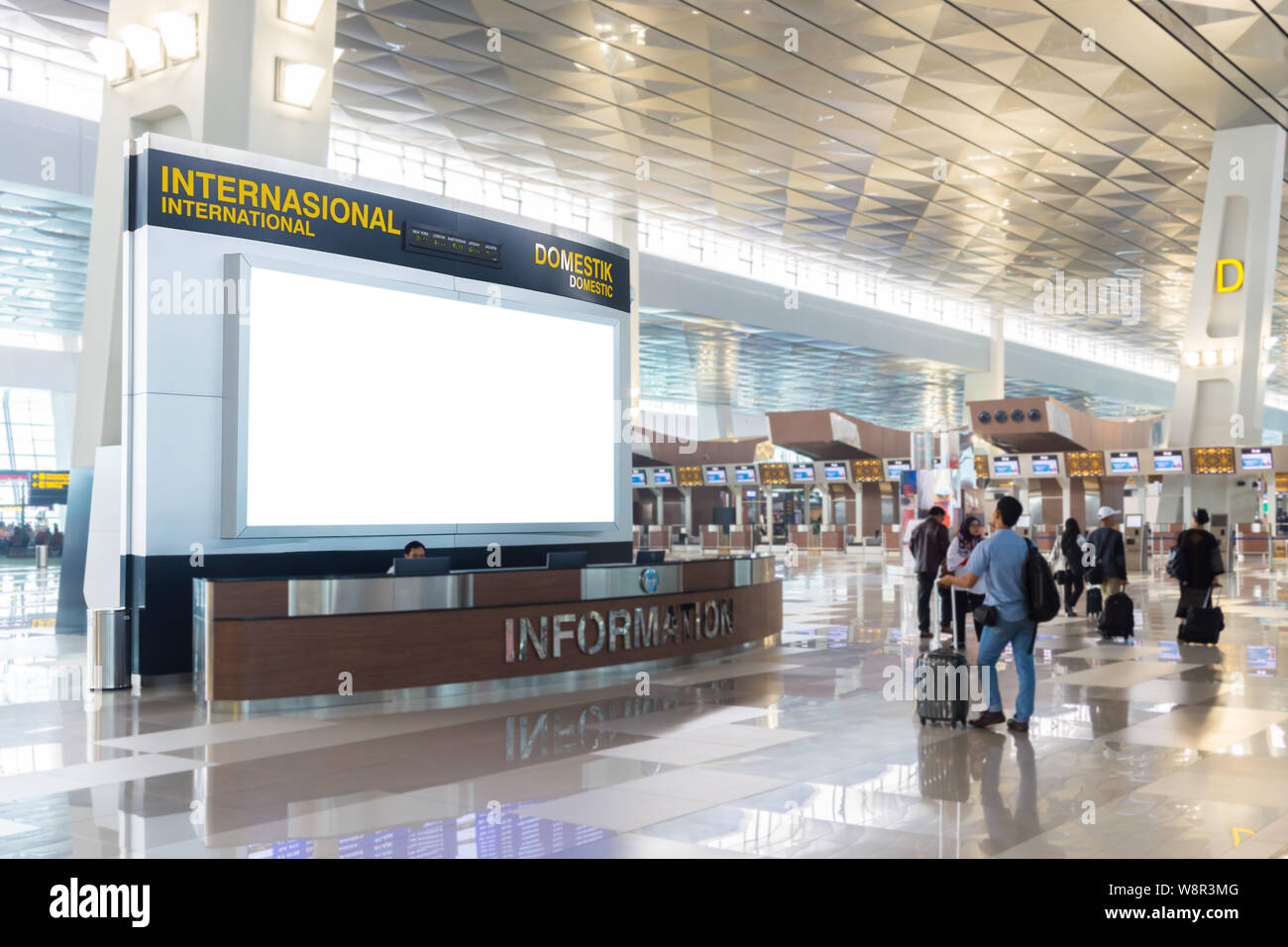 blank advertising billboard at airport background large LCD ...