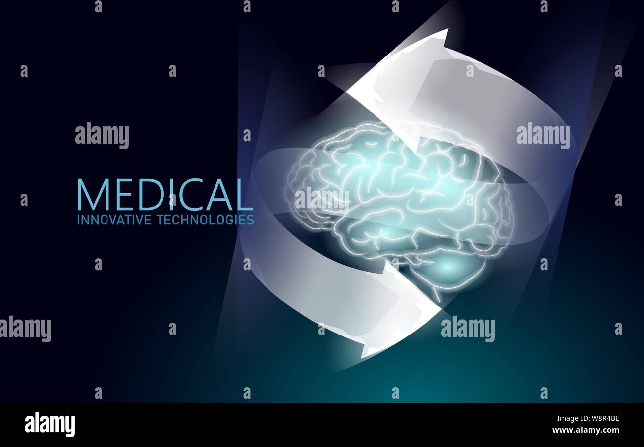 Brain treatment low poly 3D render. Drug nootropic human ability ...