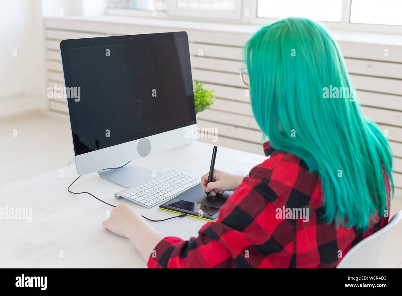 Illustrator, creative, web design concept - Female graphic designer ...