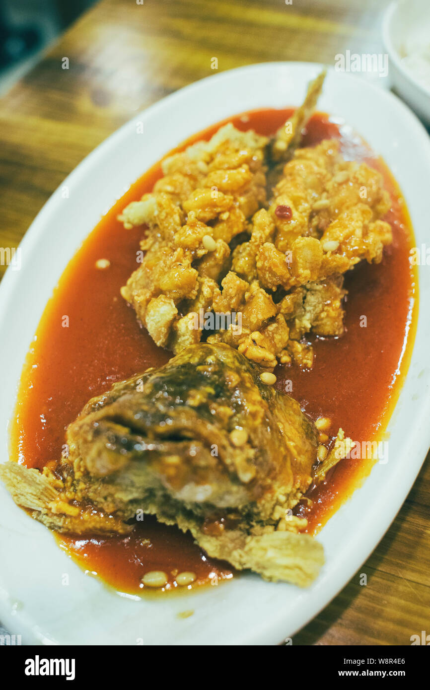Shanghai squirrel fried fish, a common Chinese dish. Deep fried fish ...