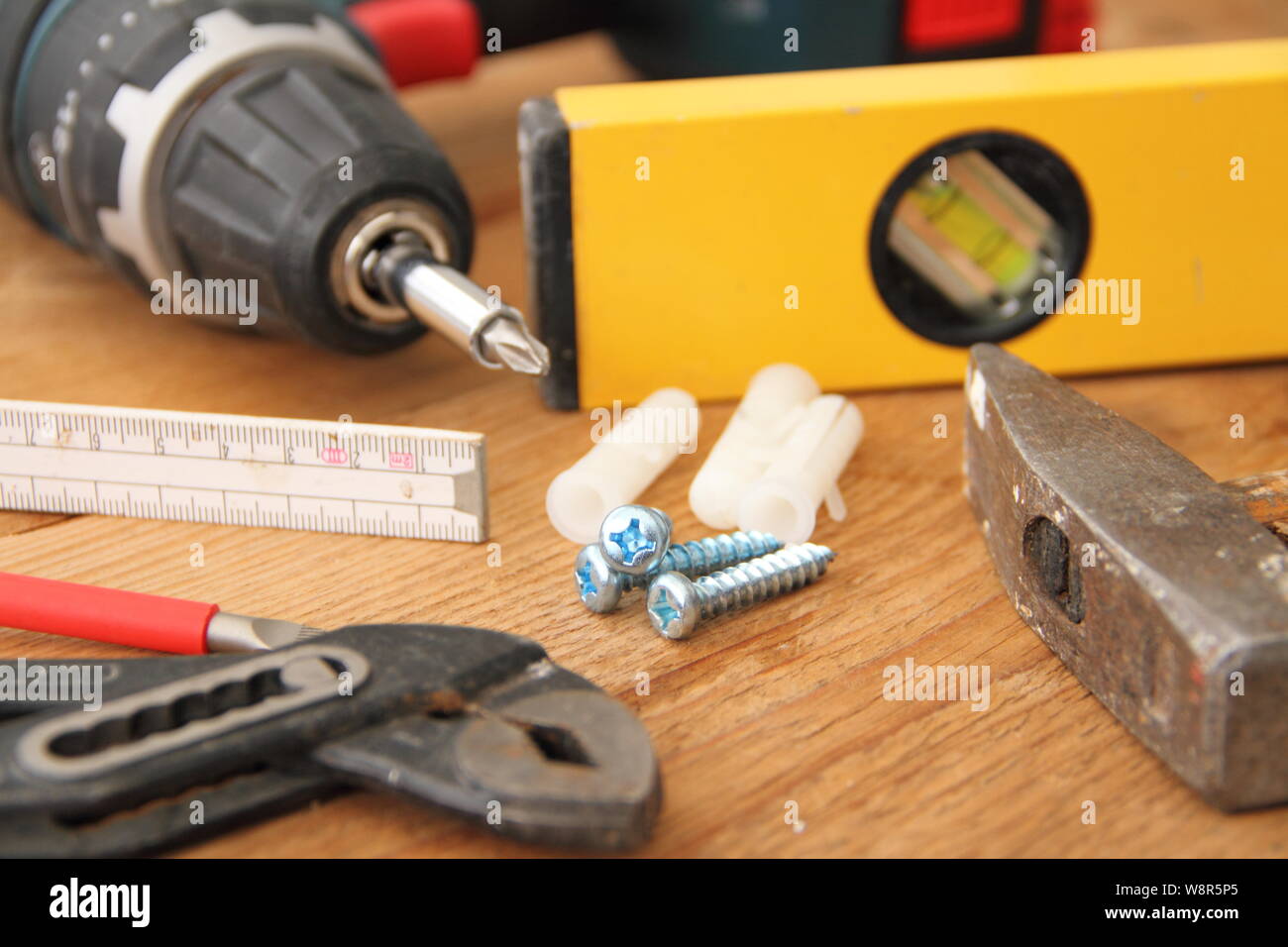 Tool on a workbench Stock Photo - Alamy