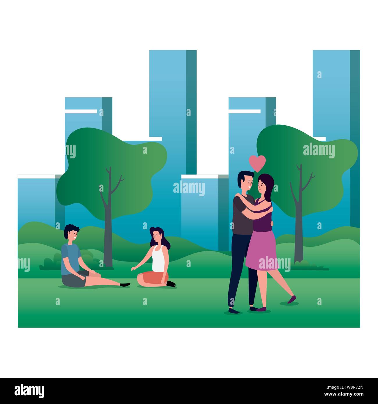cute lovers couples on the park characters Stock Vector Image & Art - Alamy