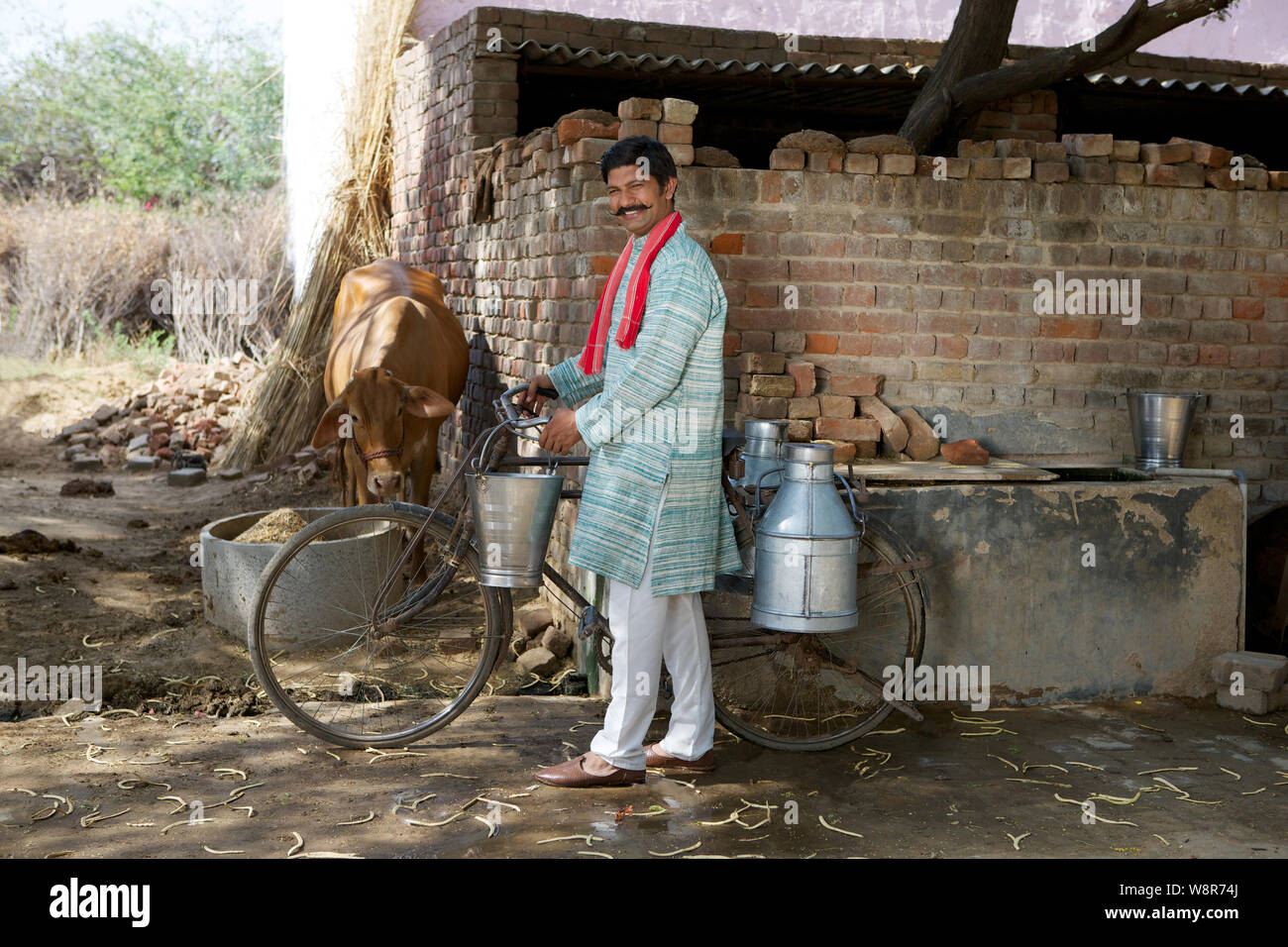 Man riding cycle village life hi-res stock photography and images - Alamy
