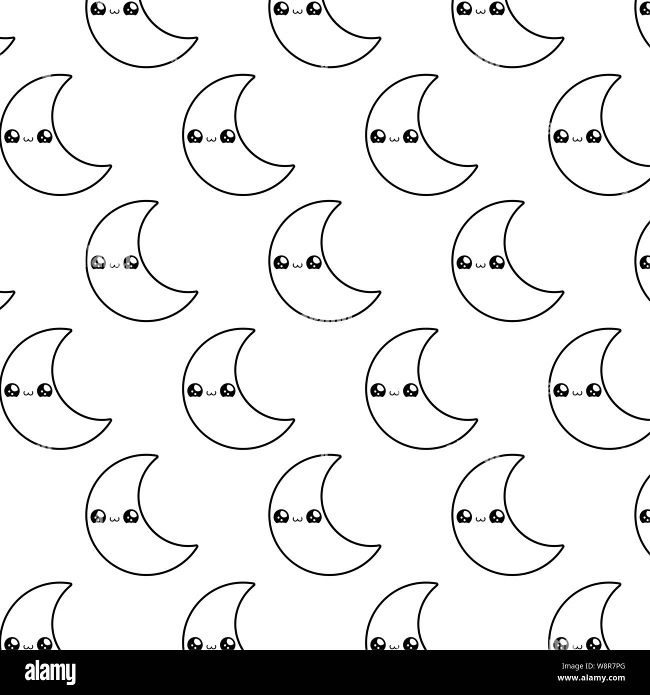 pattern of cute moons kawaii style vector illustration design Stock ...
