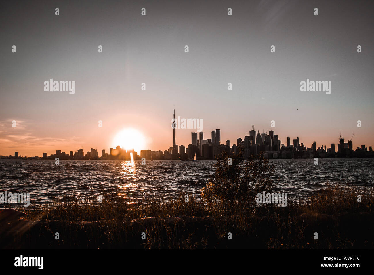 Abycicle trip to the Toronto Islands, Lake Ontario, Canada at sunset in ...