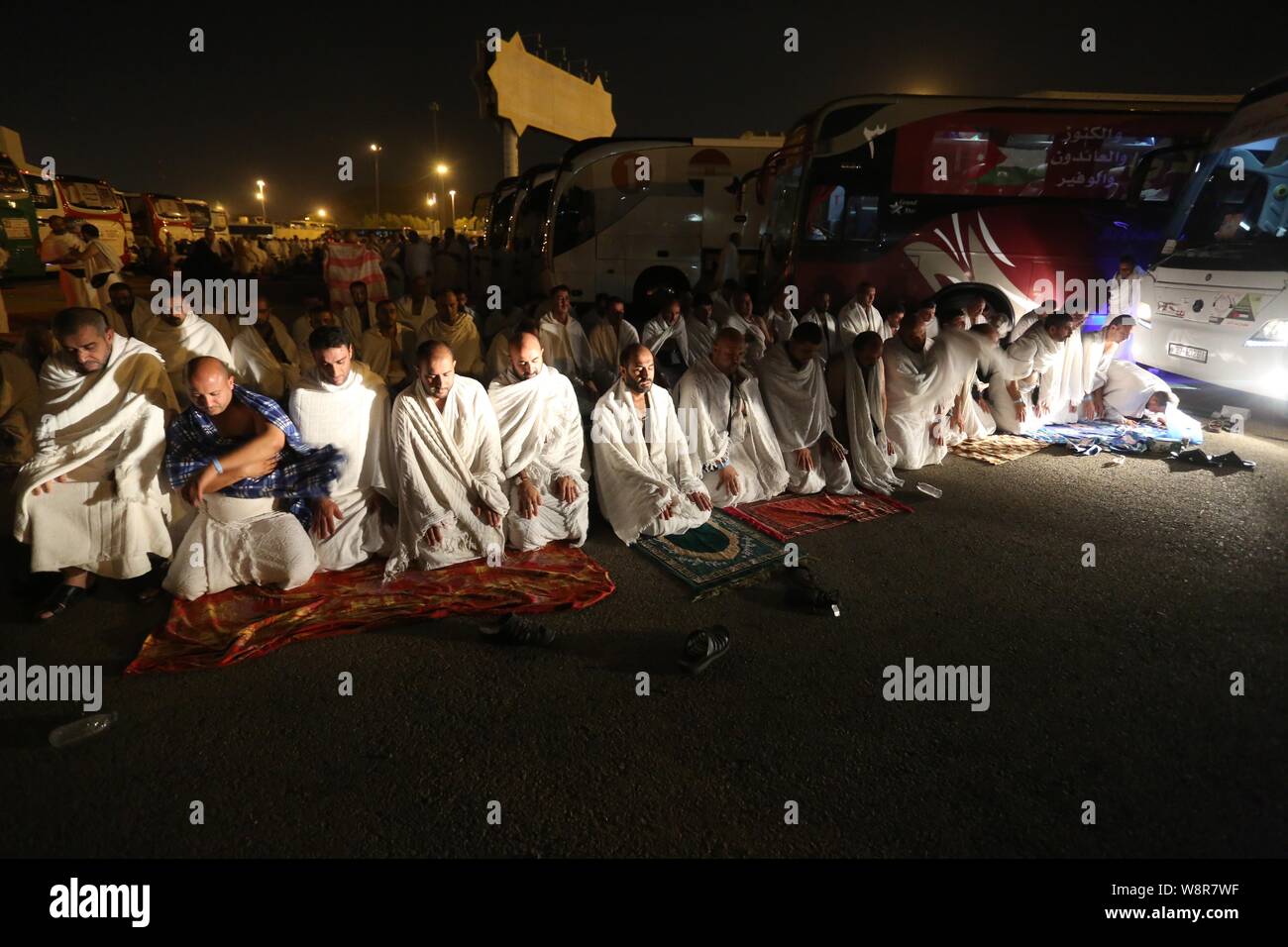 Mecca, Mecca, Saudi Arabia. 10th Aug, 2019. Muslims pilgrims pray at a ...