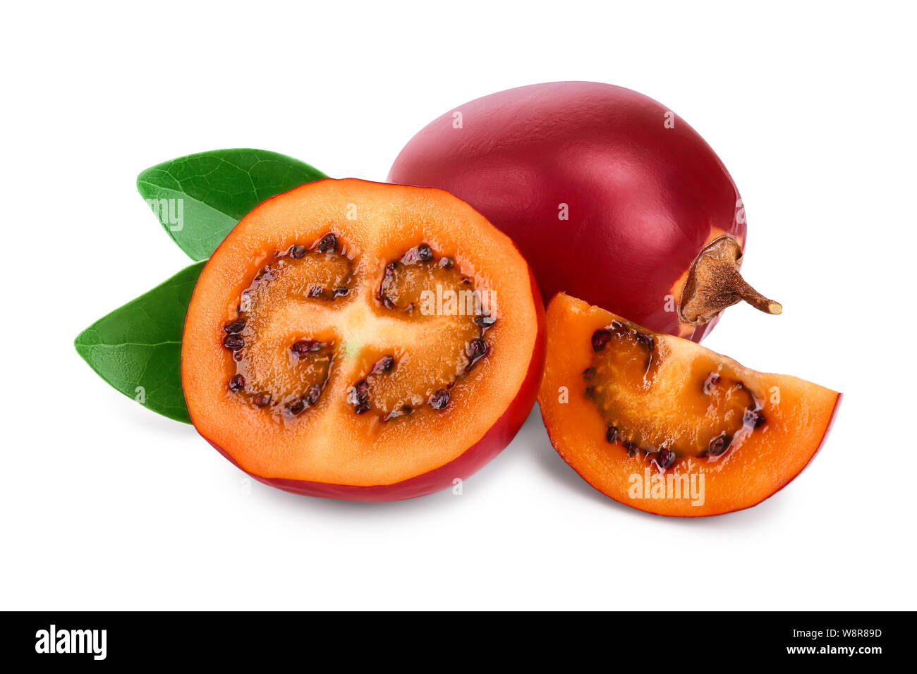 Fresh tamarillo fruit with leaves isolated on white background Stock ...
