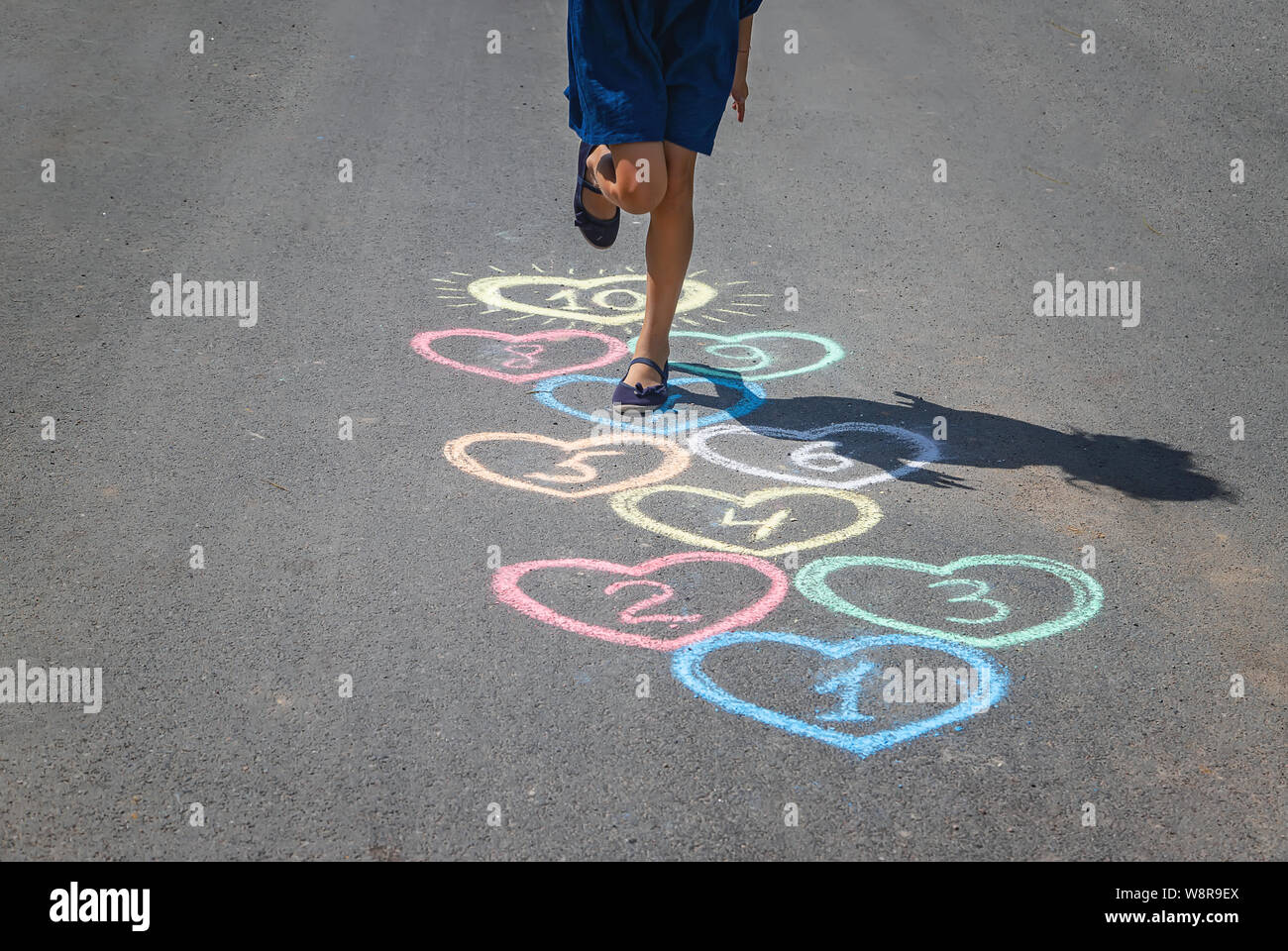 Children's hopscotch game on the pavement. selective focus. nature ...