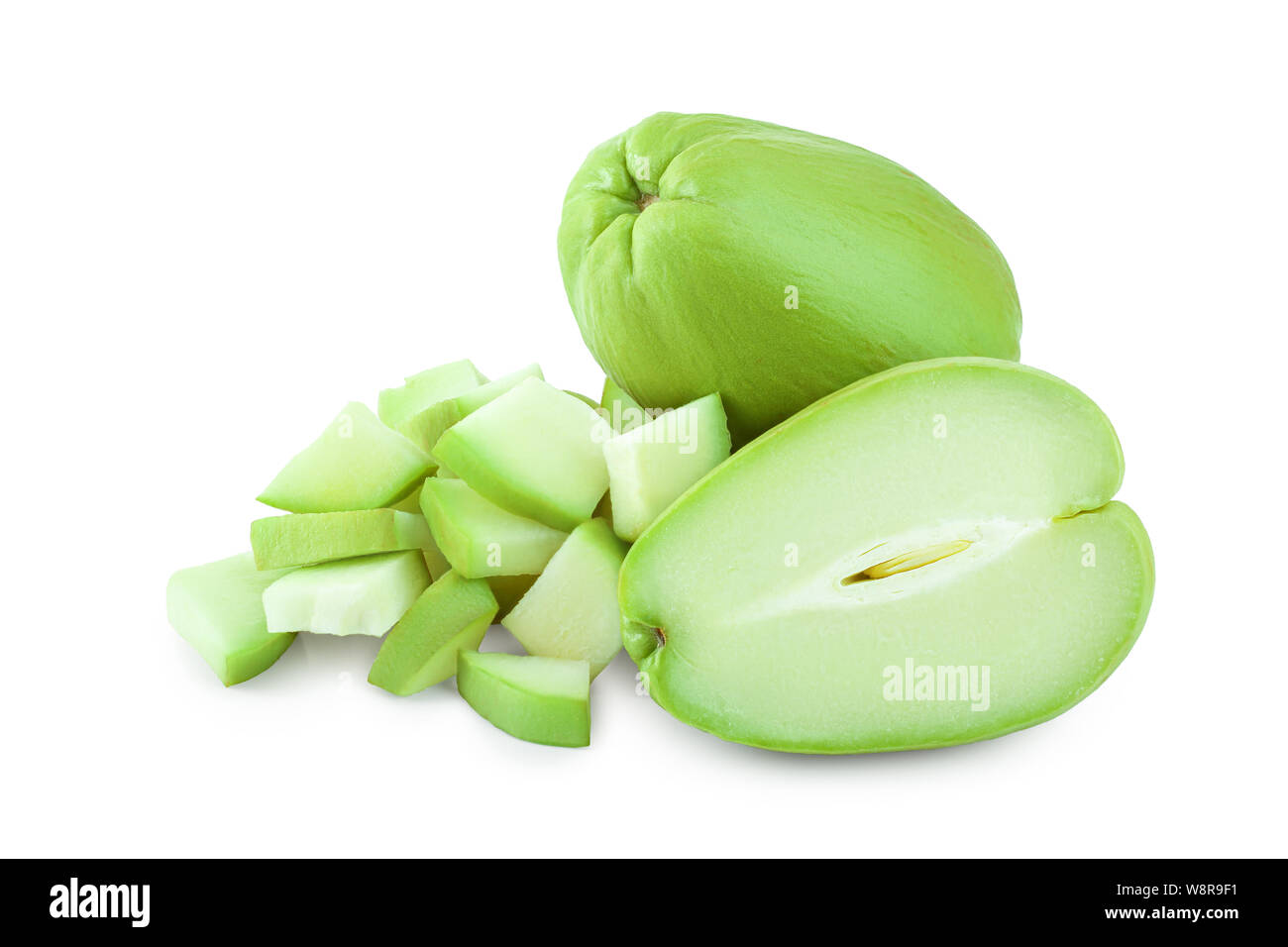 fresh Chayote vegetable or mexican cucumber isolated on white ...