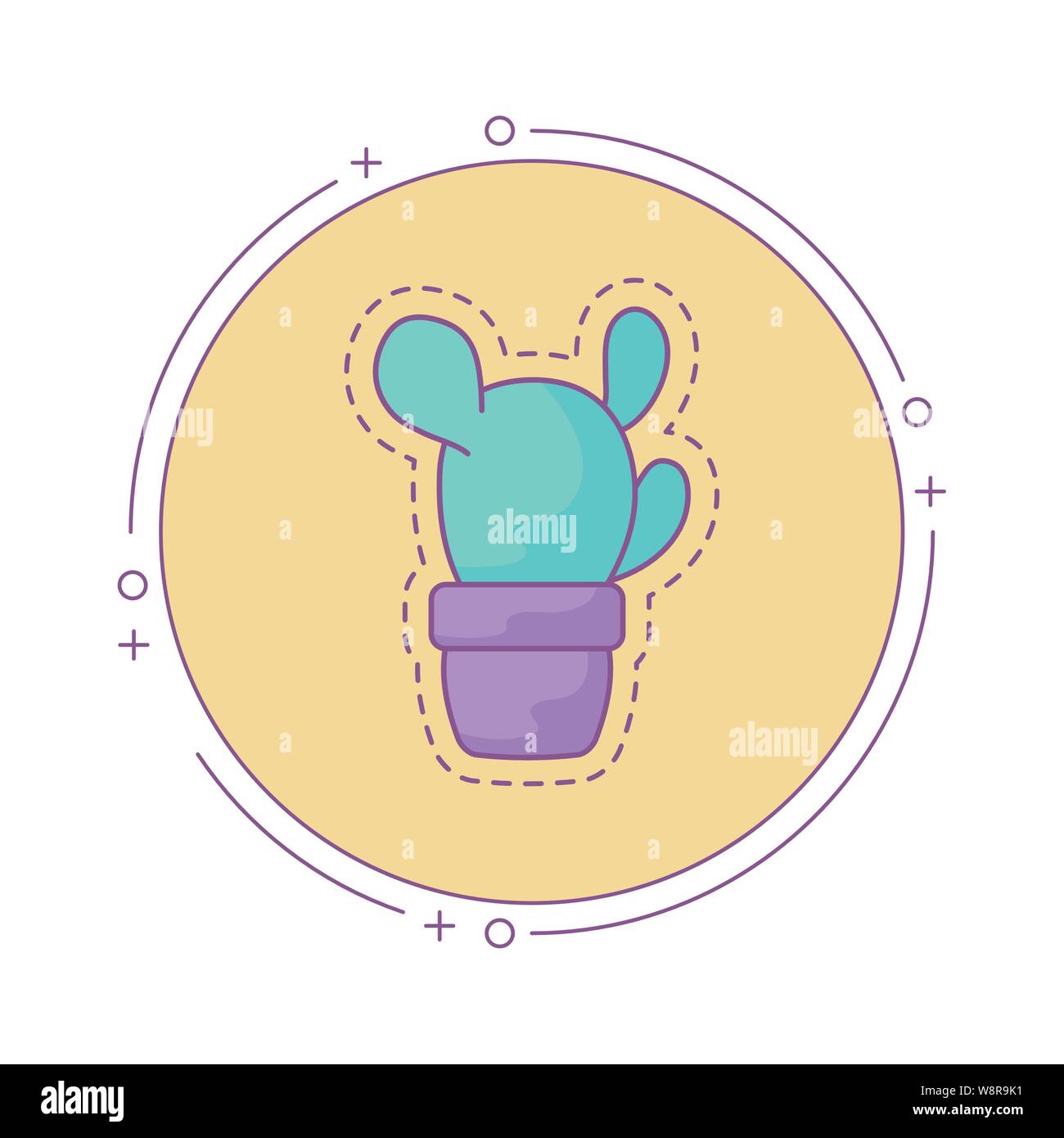 patch of cactus in frame circular vector illustration design Stock ...