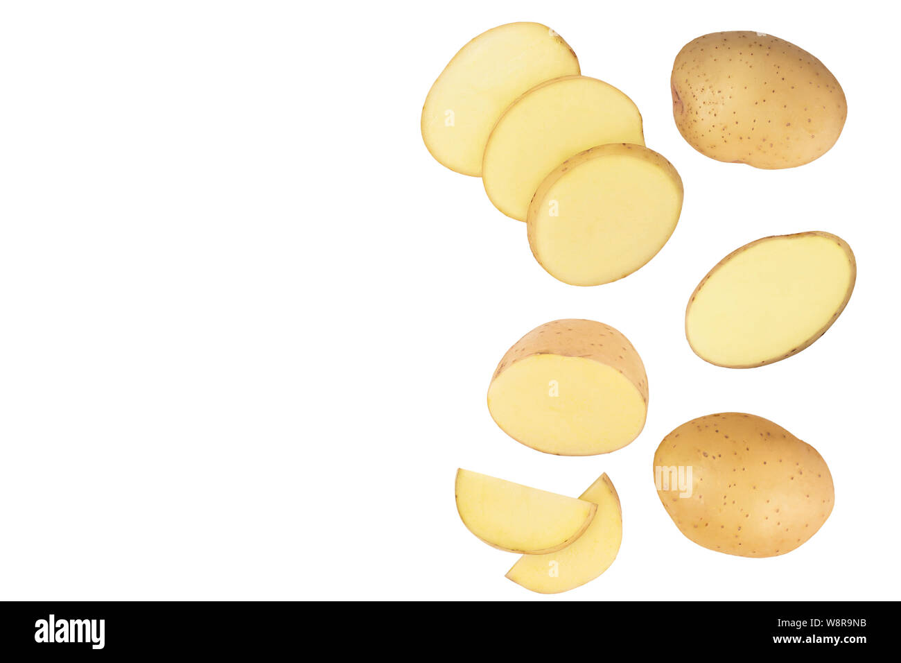 Young potato isolated on white background. Harvest new. Top view. Flat ...