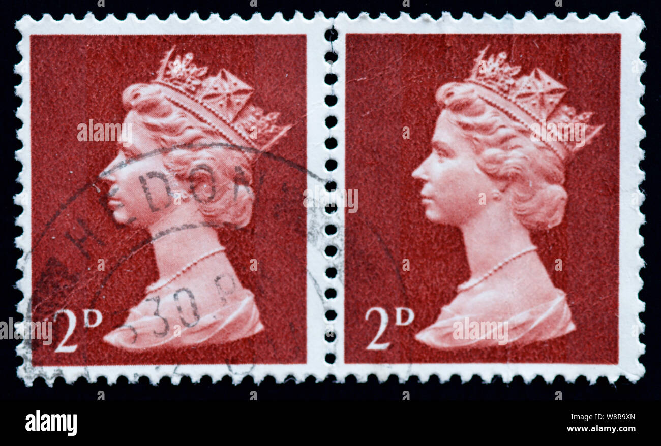 Great Britain Postage Stamp - Pre-decimal Queen Elizabeth II Stock ...