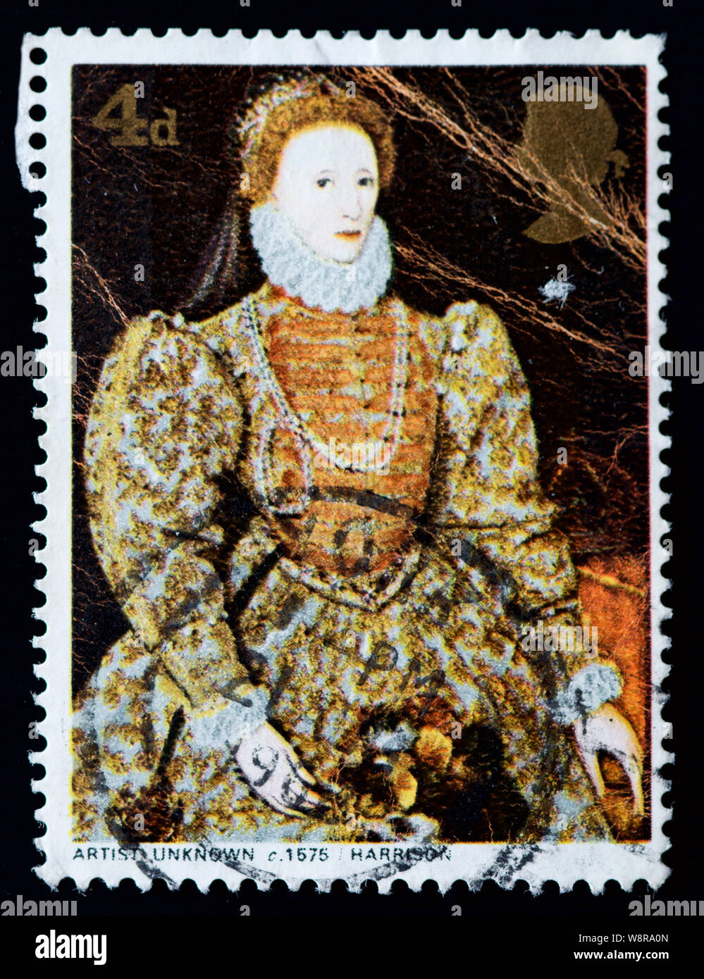 Great Britain Postage Stamp - "Queen Elizabeth I" Painting Stock Photo ...