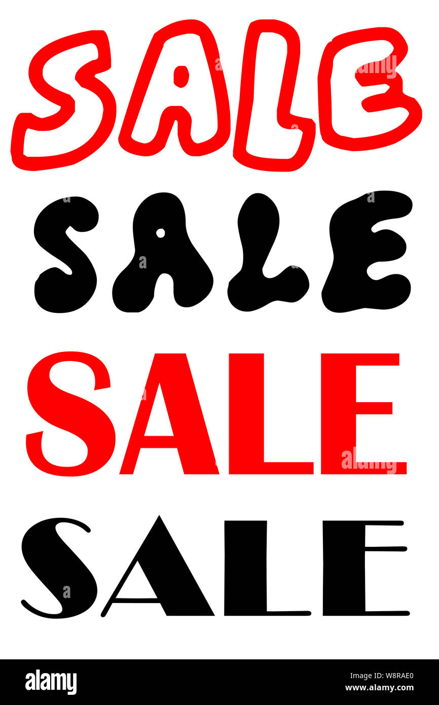 Sale text in 4 different fonts Stock Photo - Alamy