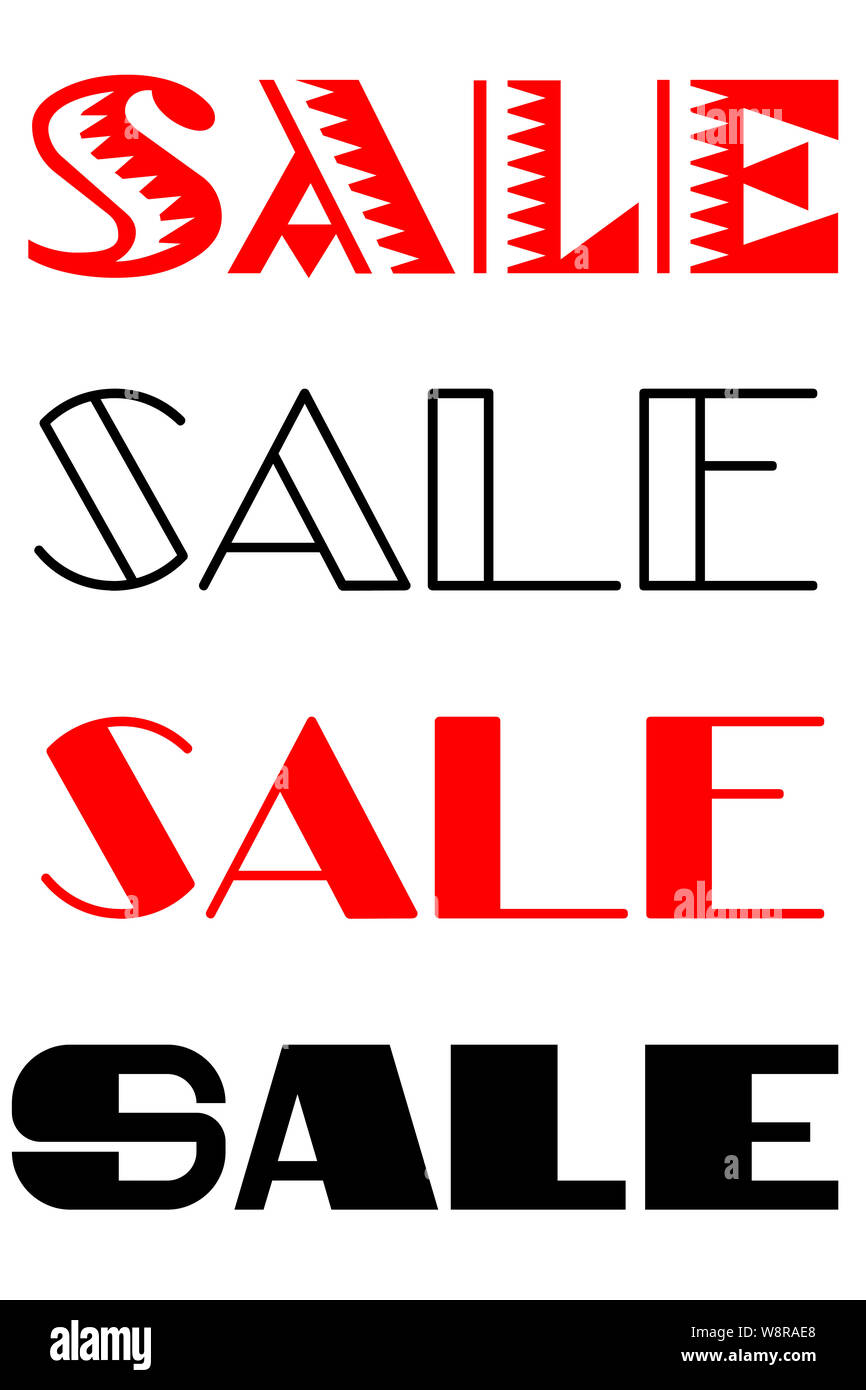 Sale text in 4 different fonts Stock Photo - Alamy