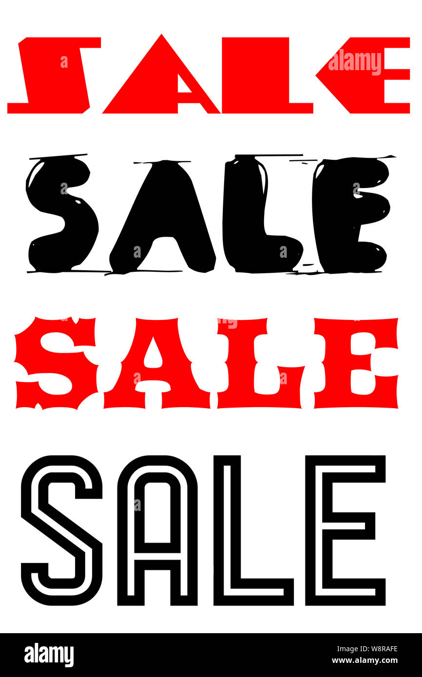 Sale text in 4 different fonts Stock Photo - Alamy