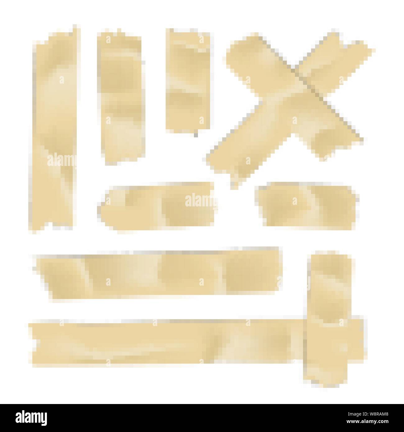 Adhesive tape set. Sticky paper strip isolated on white background ...