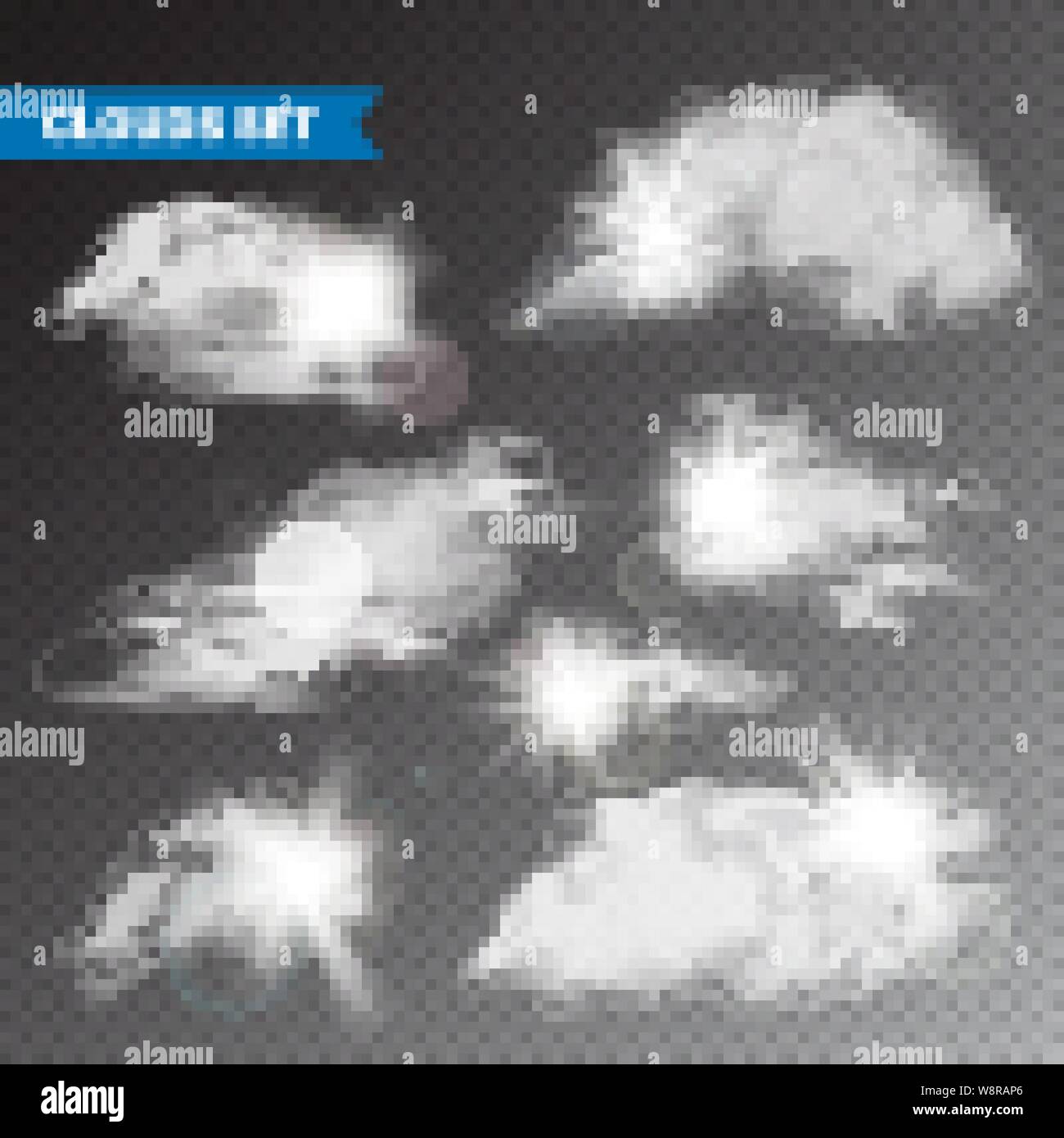 Realistic Clouds With Sun Collection. Isolated Cloud on Transparent ...