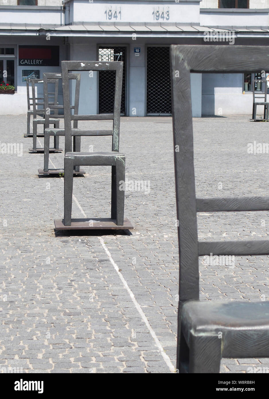 Krakow, Poland-June 11,2015: square in Podgorze in Kracow with a ghetto ...