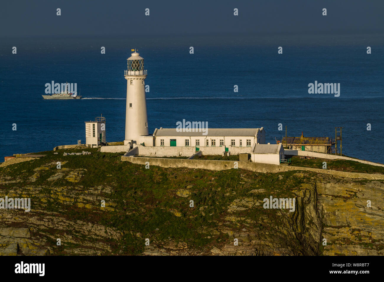 Holyhead, Wales – South Stack Lighthouse with Border Patrol boat ...
