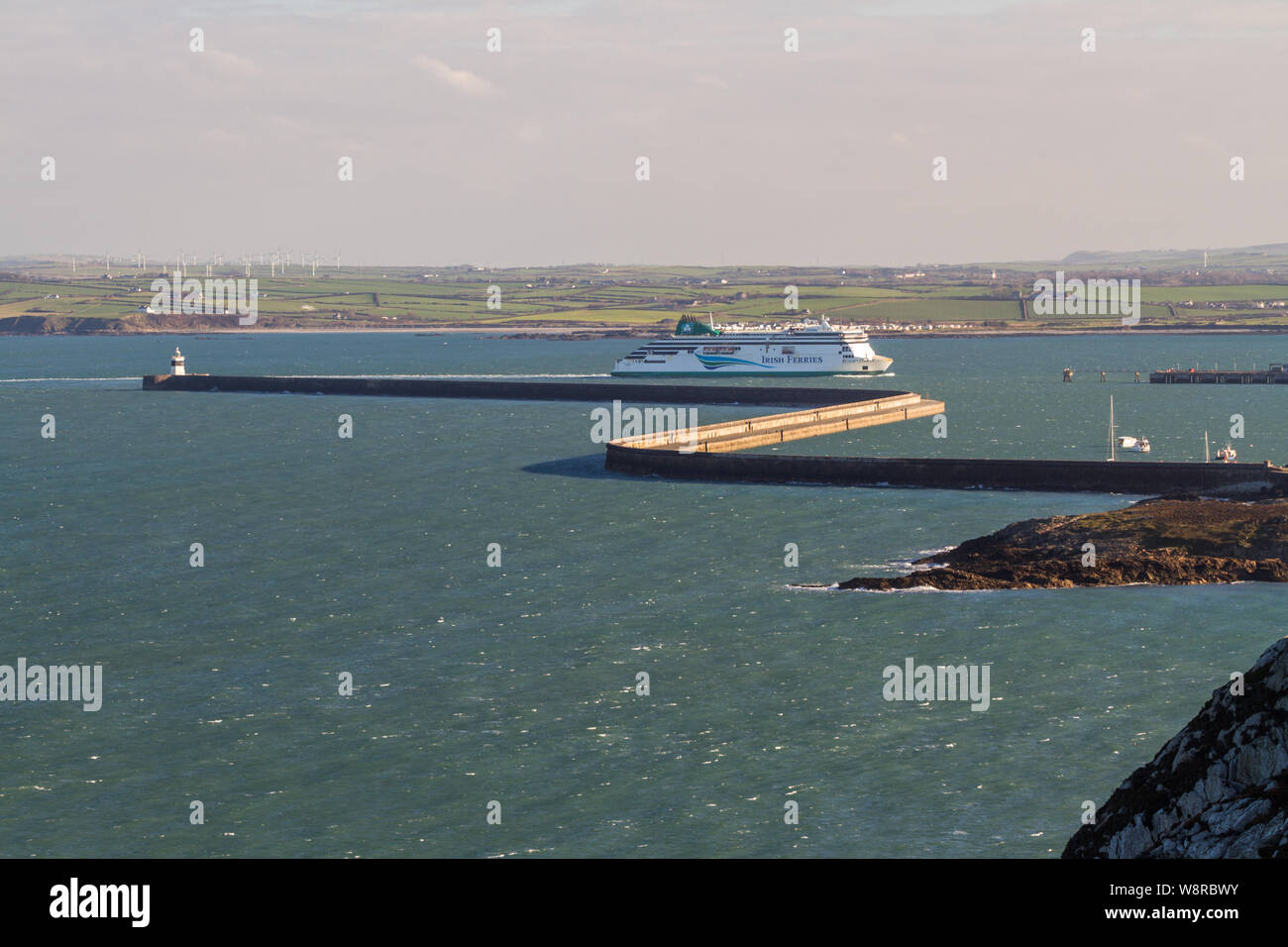 Lighthouse in holyhead harbour wales hi-res stock photography and ...