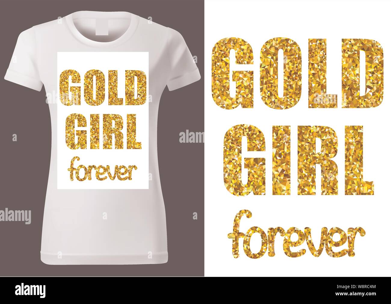 Women White T-shirt Design with Golden Inscription Stock Vector Image ...