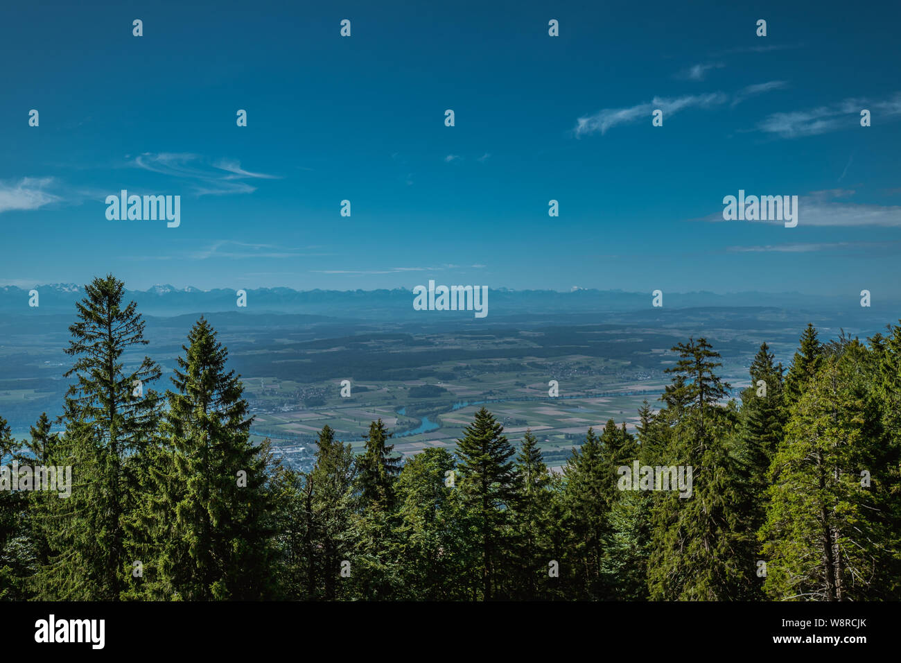 hiking on weissenstein mountain in switzerland, panorama of swiss alps ...
