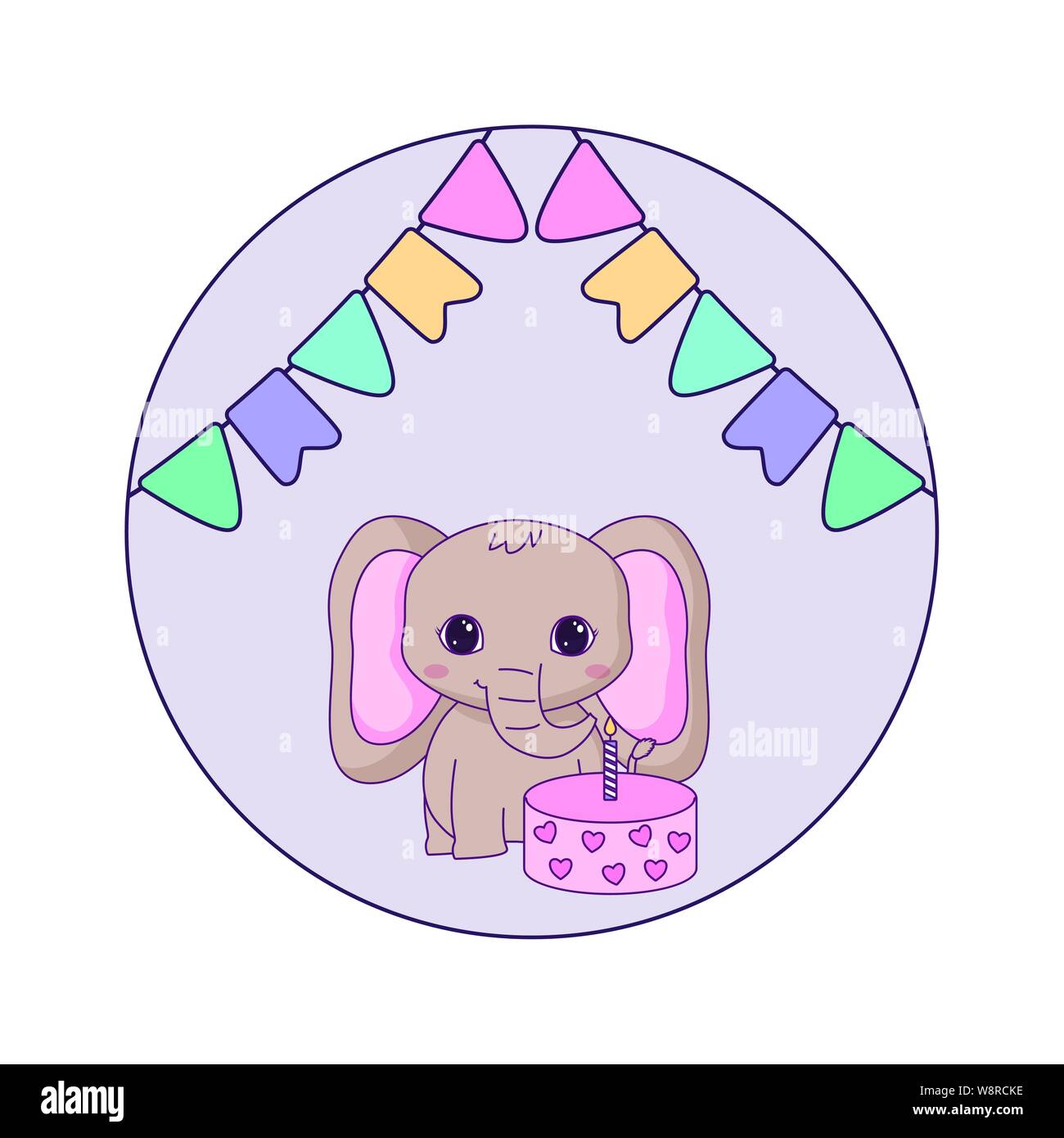 Cartoon birthday cake elephant Cut Out Stock Images & Pictures - Alamy