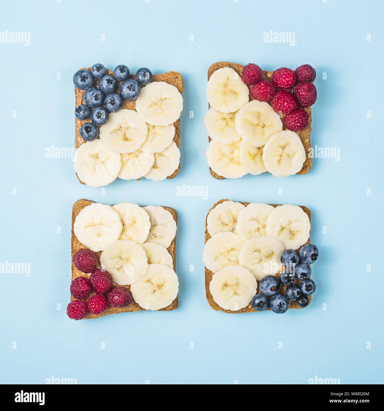 Breakfast different toasts berries hi-res stock photography and images ...