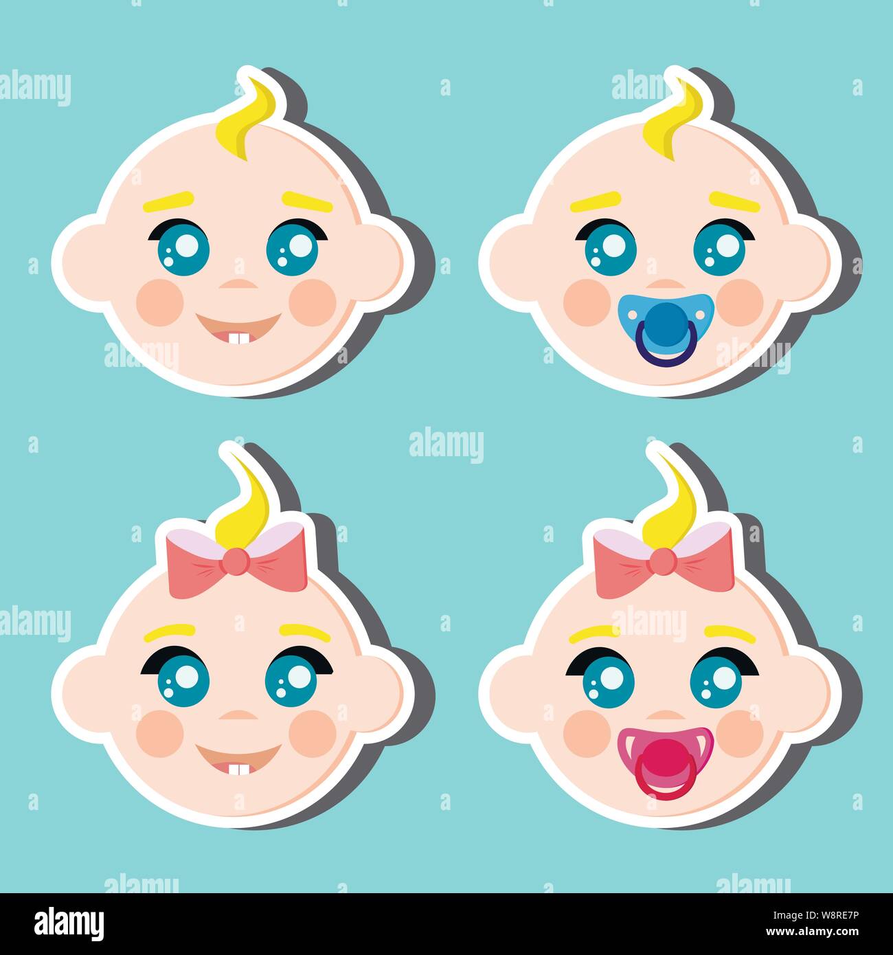 Children faces icons boy and girl with dummy Stock Vector Image & Art ...