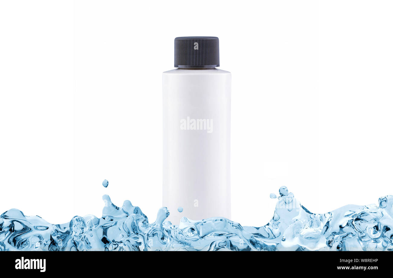 Shampoo with moisturising effect in white bottle with copy space in ...