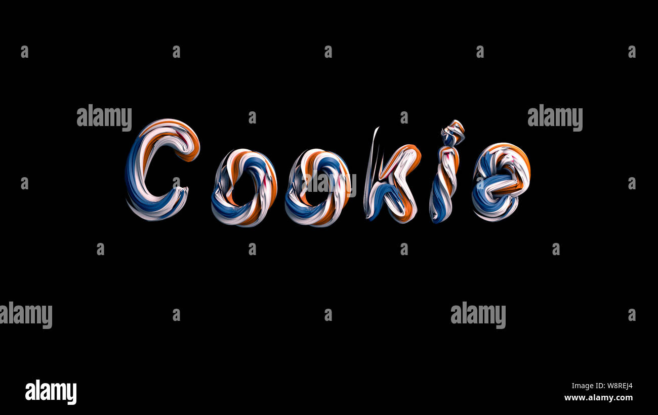 Cookie word made of abstract coloured air cream, 3d illustration ...