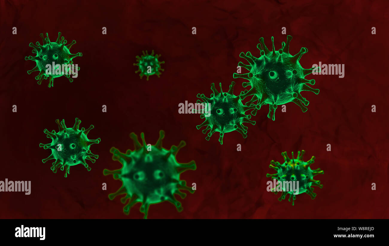 Blood Infection Concept - Green Virus Cells running in vein, 3D ...