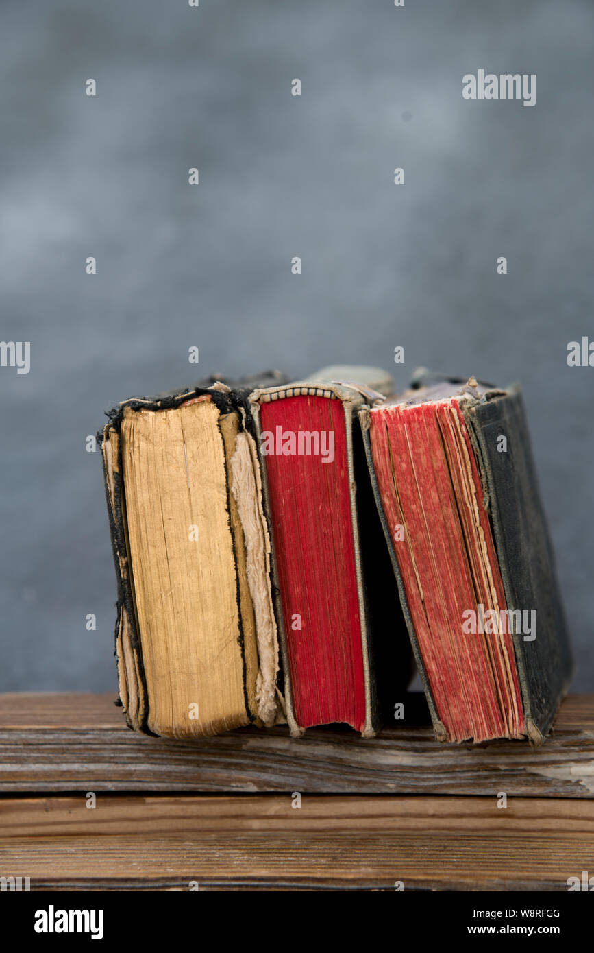 old and antique books with colored block Stock Photo - Alamy
