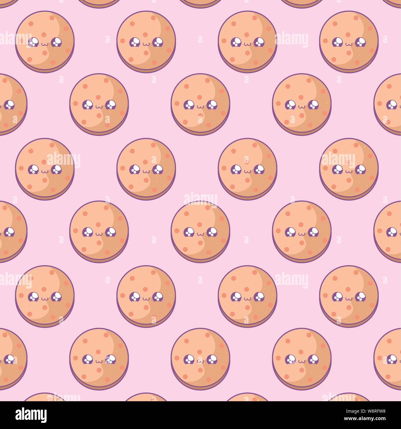 pattern of delicious fresh cookies kawaii style vector illustration ...