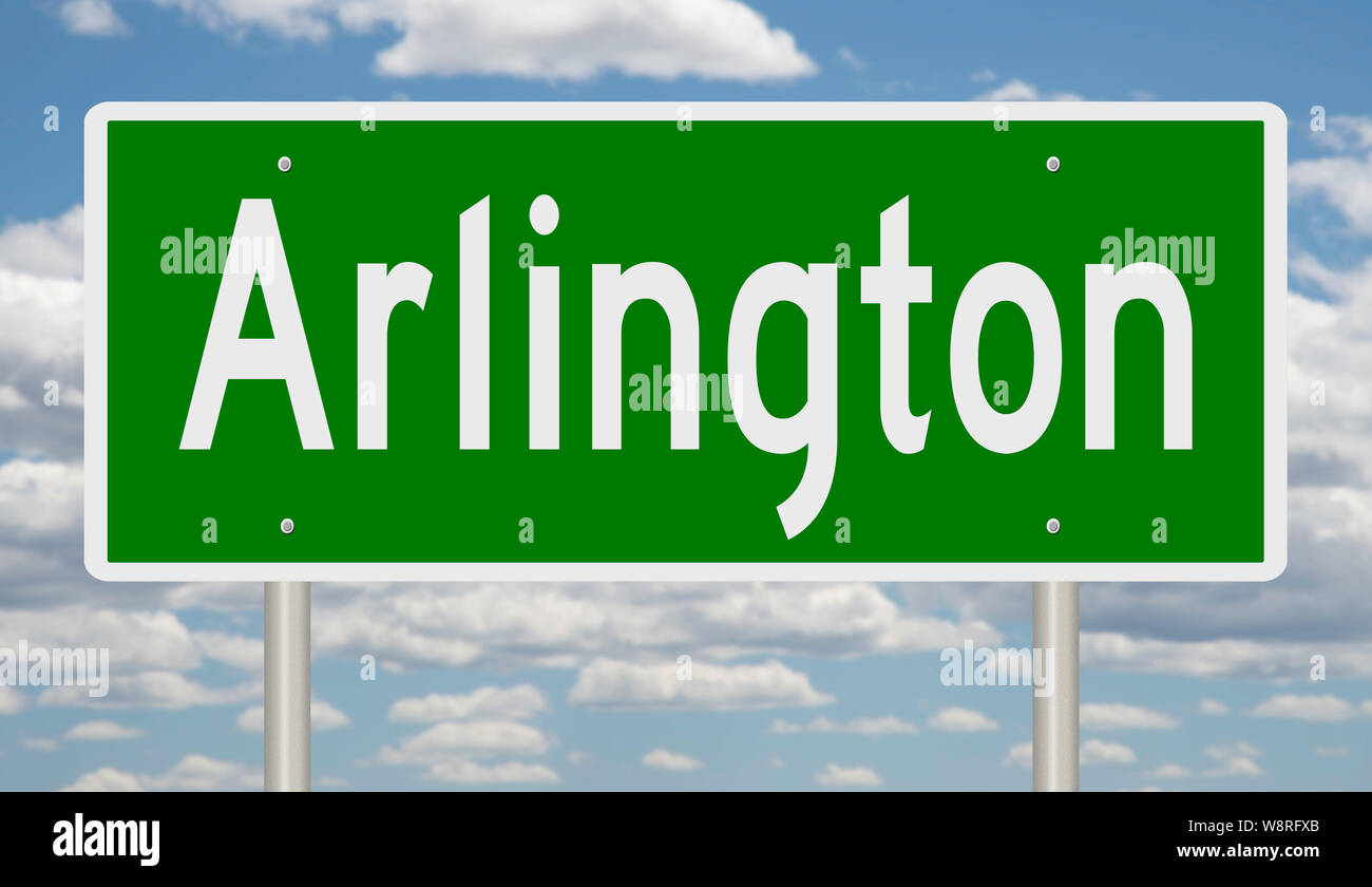 Rendering of a green highway sign for Arlington Stock Photo - Alamy