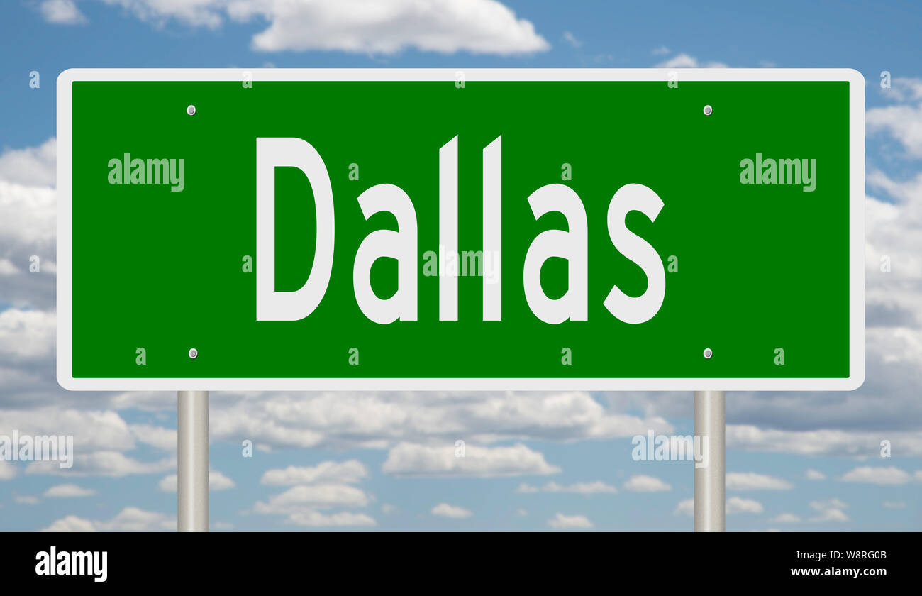 Rendering of a green highway sign for Dallas Stock Photo - Alamy
