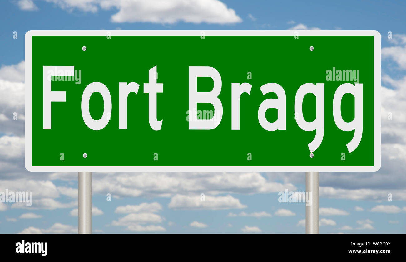 Rendering of a green highway sign for Fort Bragg in Texas Stock Photo ...
