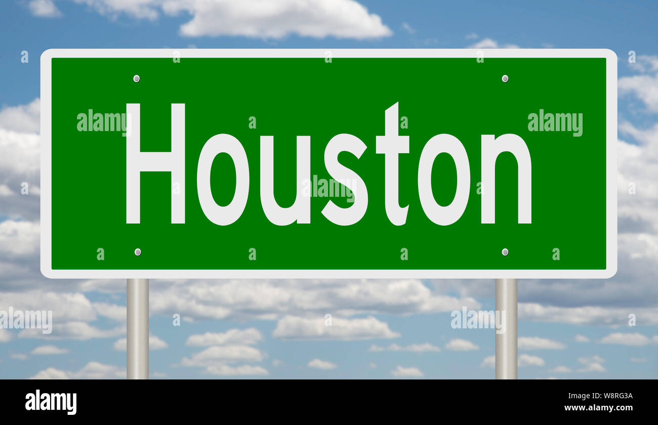 Rendering of a green highway sign for Houston Texas Stock Photo - Alamy
