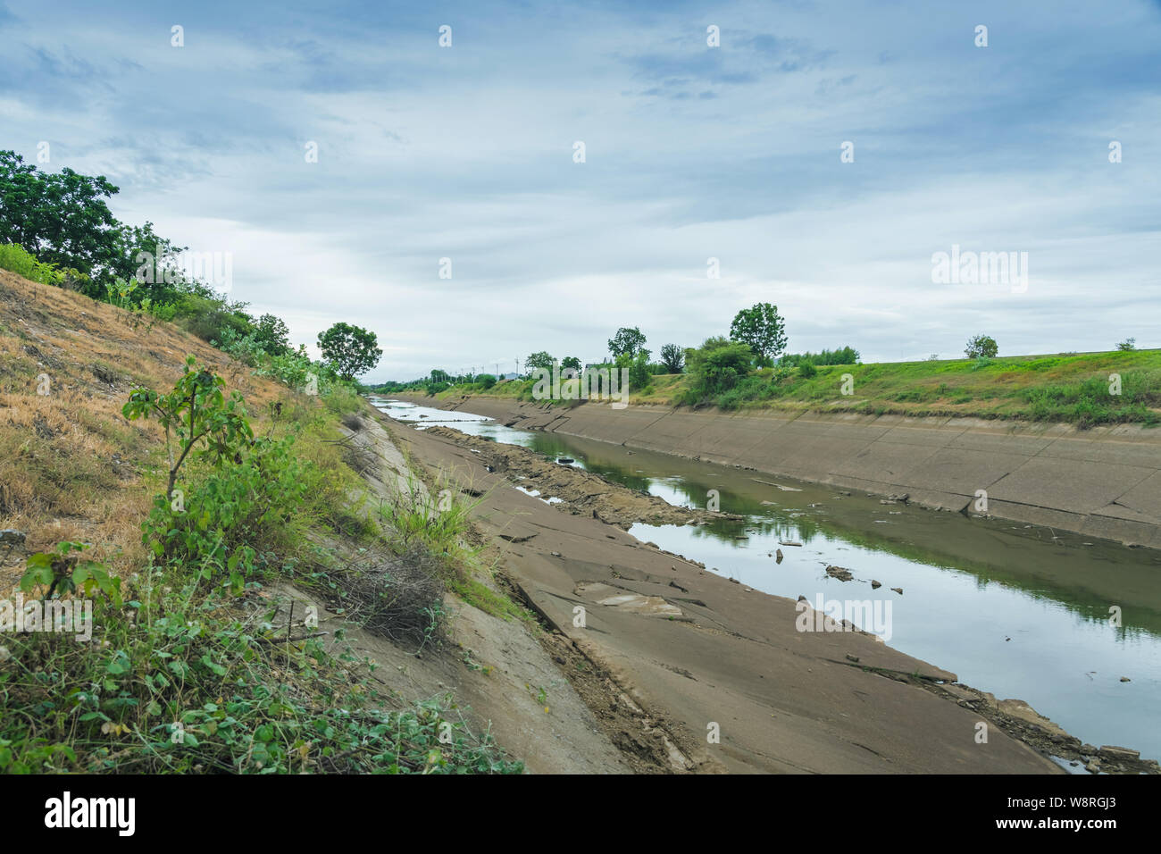 Irrigation canal or irrigation channel in concrete wall Send water from ...