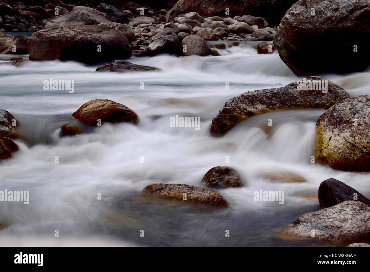 The swirling and cascading waters of Nepal's Dudh Kosi, the highest ...