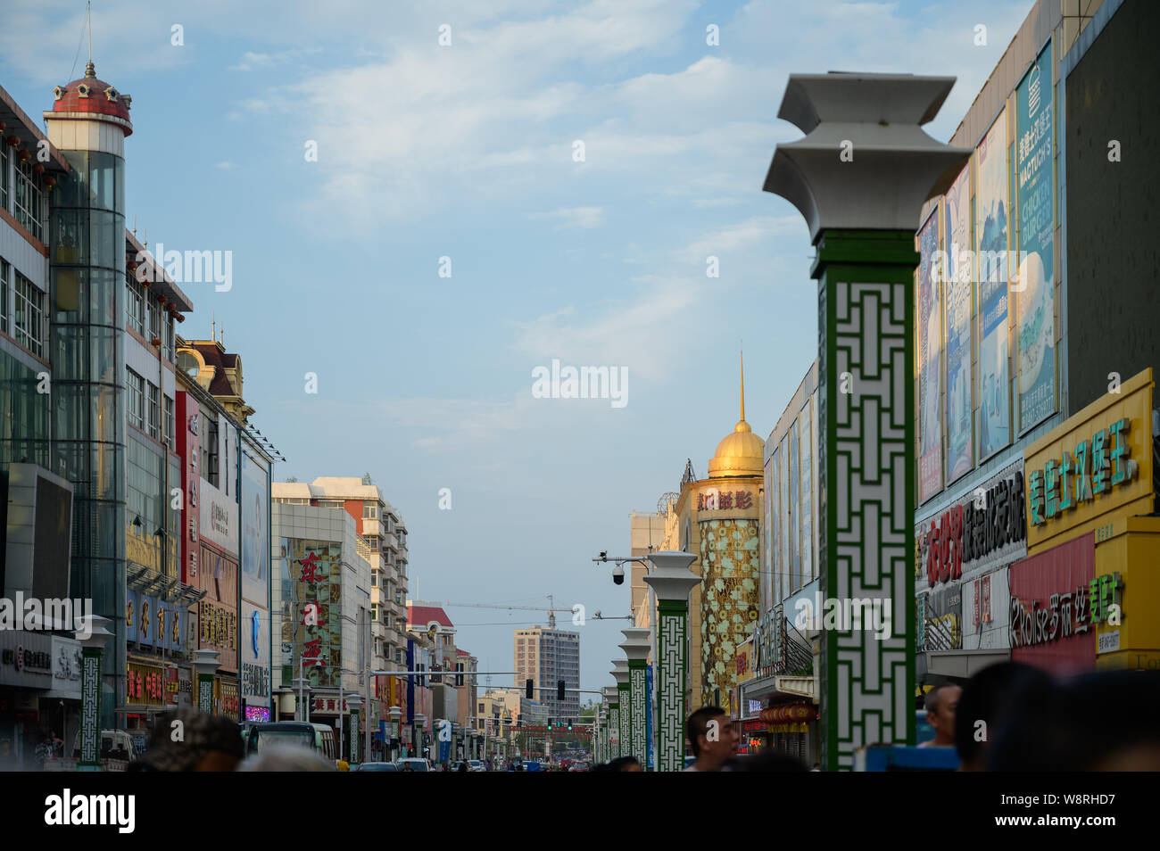 MISHAN, CHINA - JULY 28, 2019: People in commercial shopping street in ...