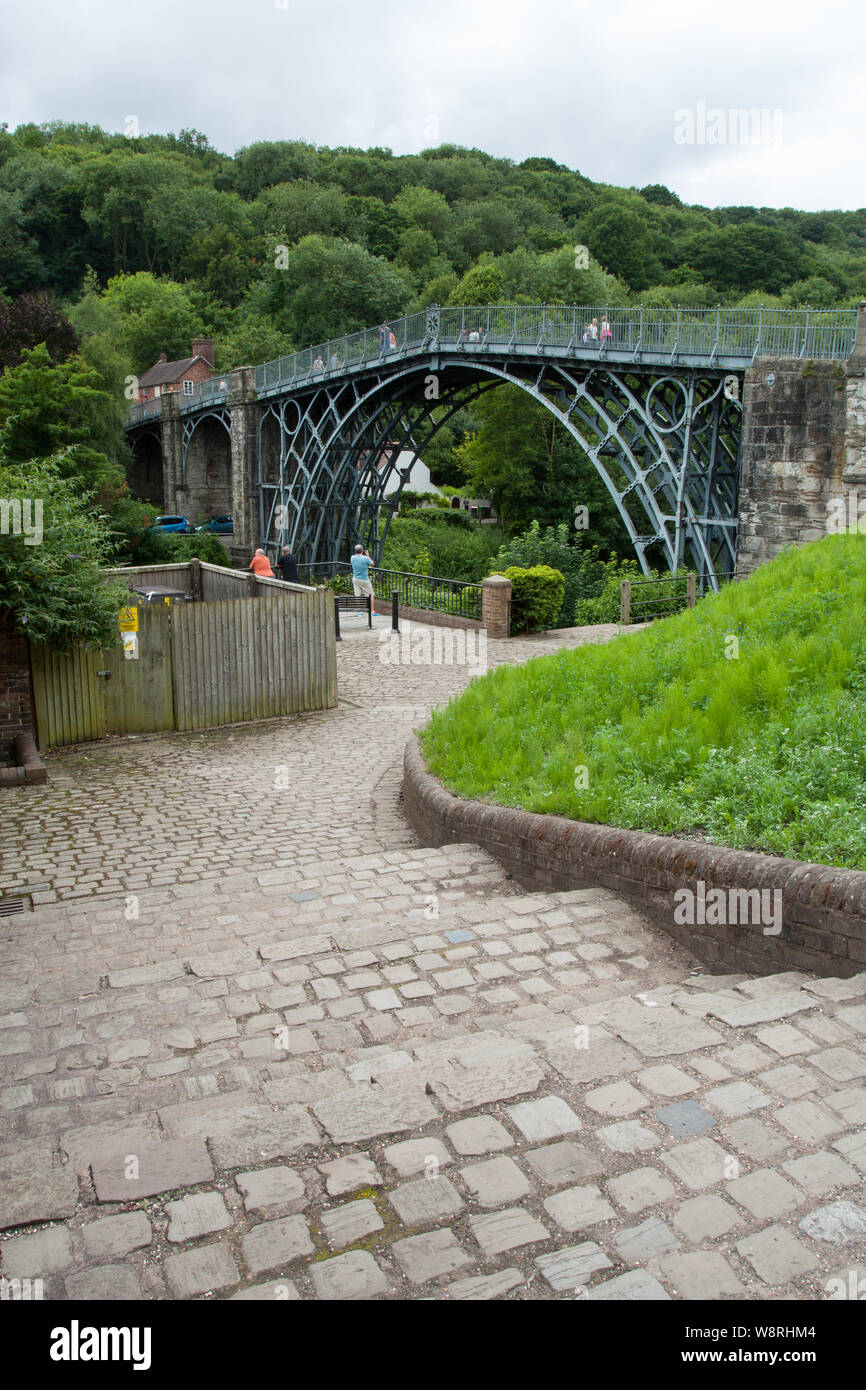 The Iron Bridge, constructed by Thomas Telford in 1779, crossing the ...