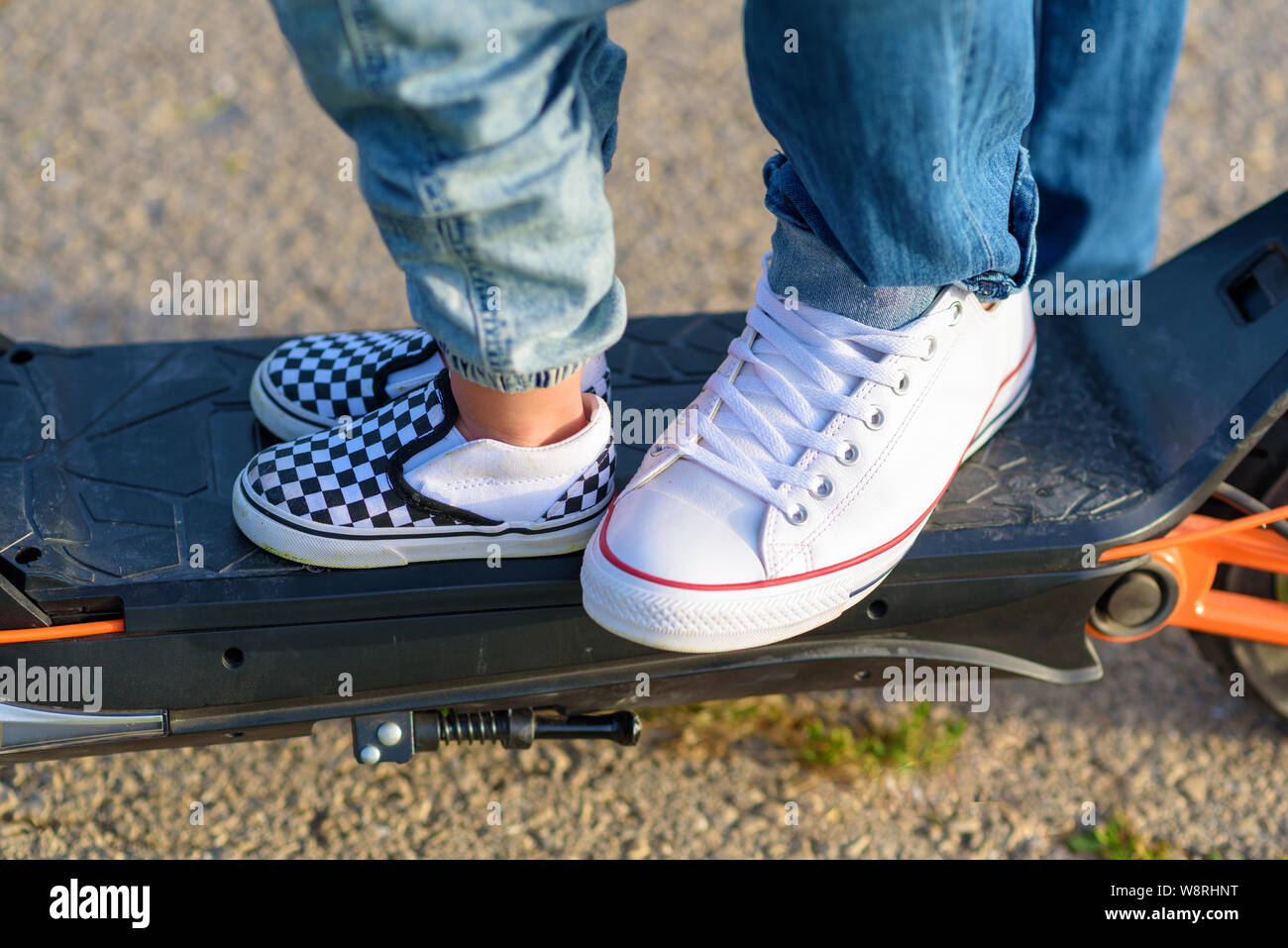 Father and son playing in park at the sunset time.Close up man and ...