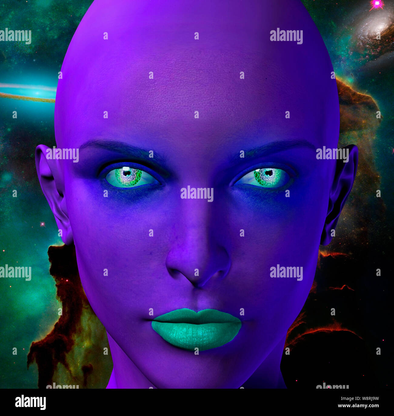 Planet face alien woman hi-res stock photography and images - Alamy