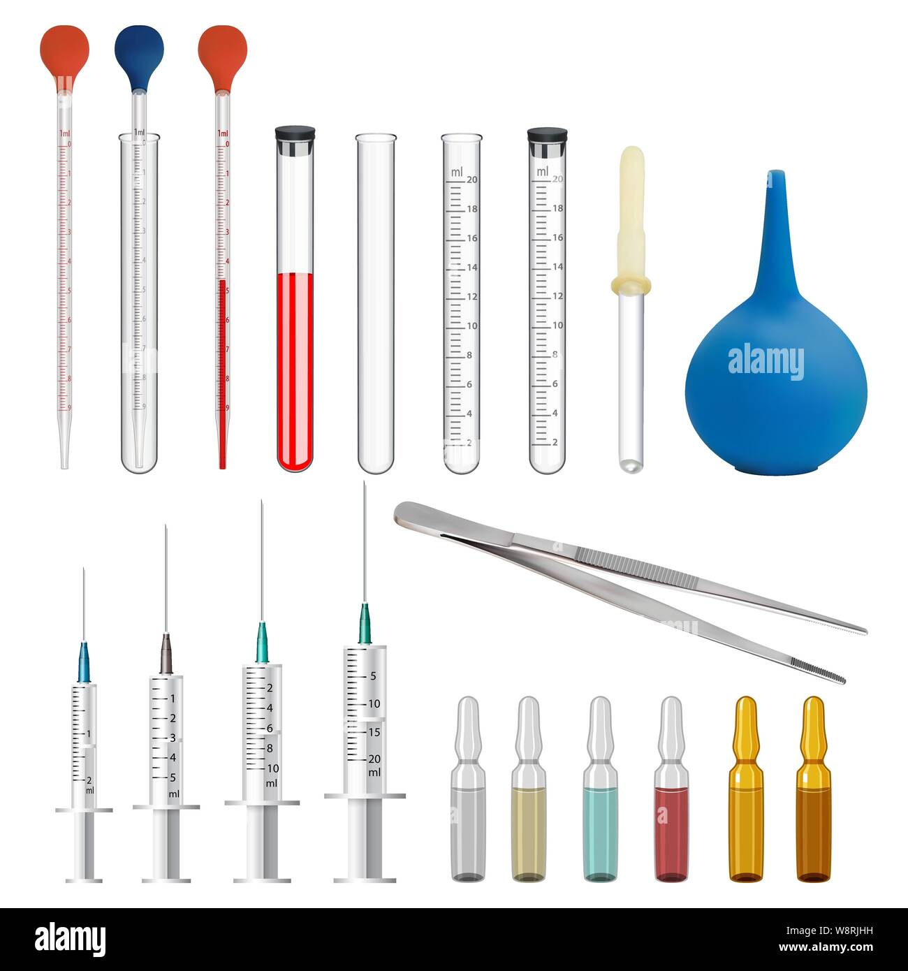 A set of medical and laboratory equipment. Measured laboratory test ...