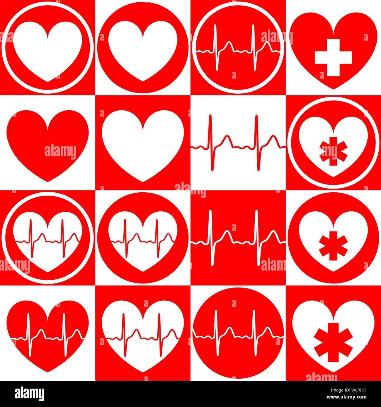 Set of medical emblems with the image of the heart, cardiogram, medical ...